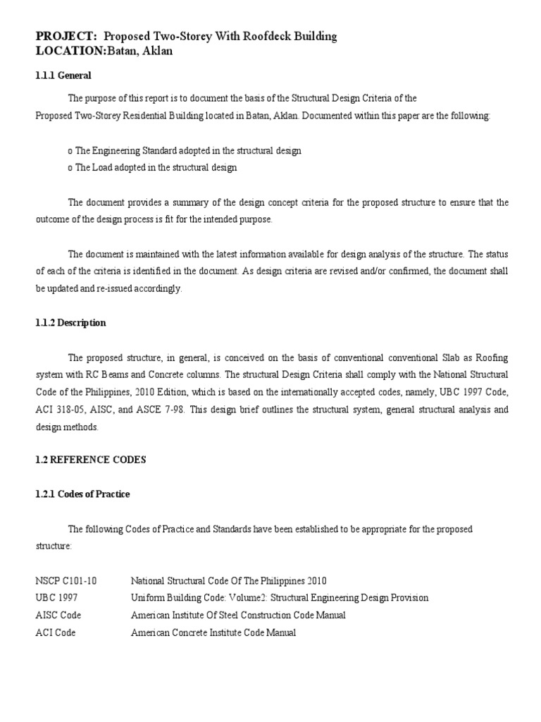 Structural Design Specs | PDF | Applied And Interdisciplinary Physics ...