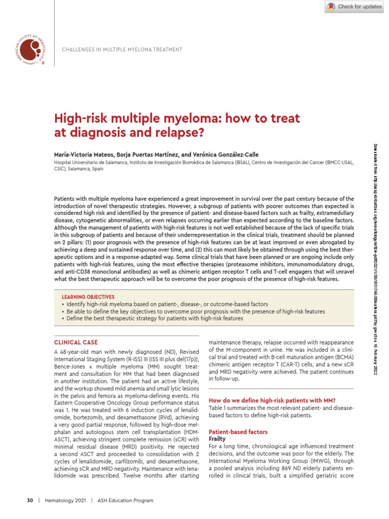 High-Risk Multiple Myeloma - Blood 2021 | PDF | Multiple Myeloma ...