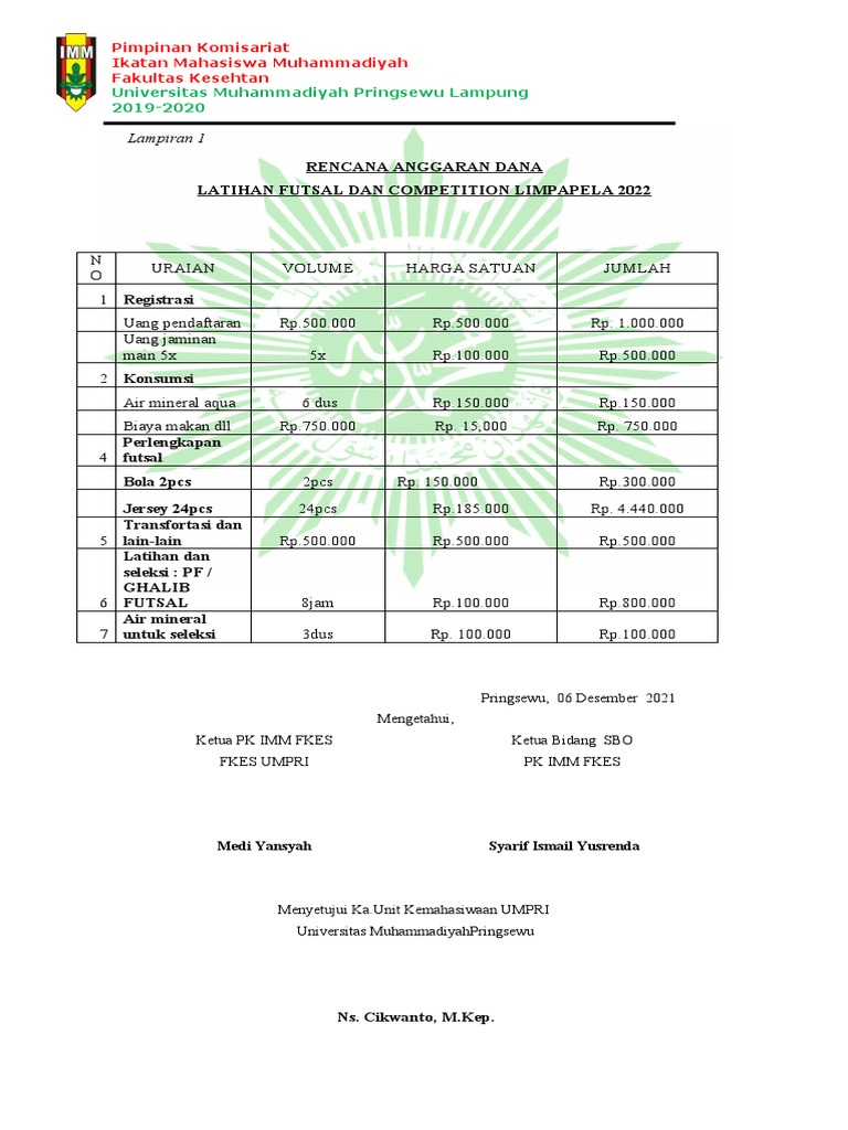 Proposal Rab Latihan Futsal | PDF