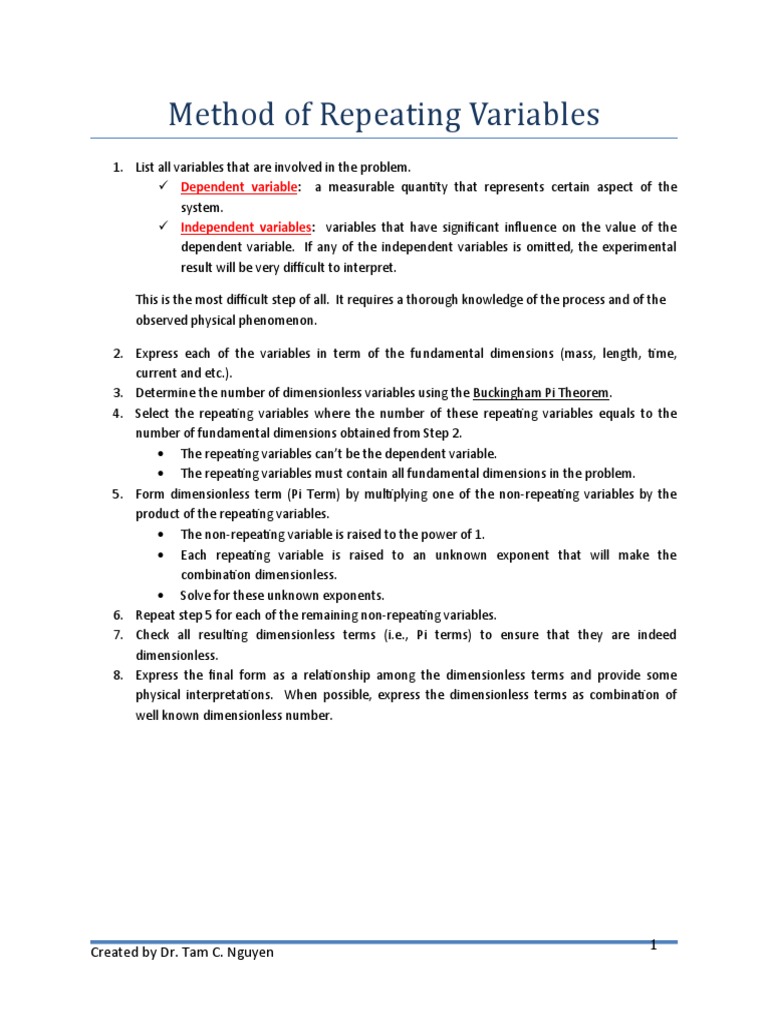 Method of Repeating Variables | PDF