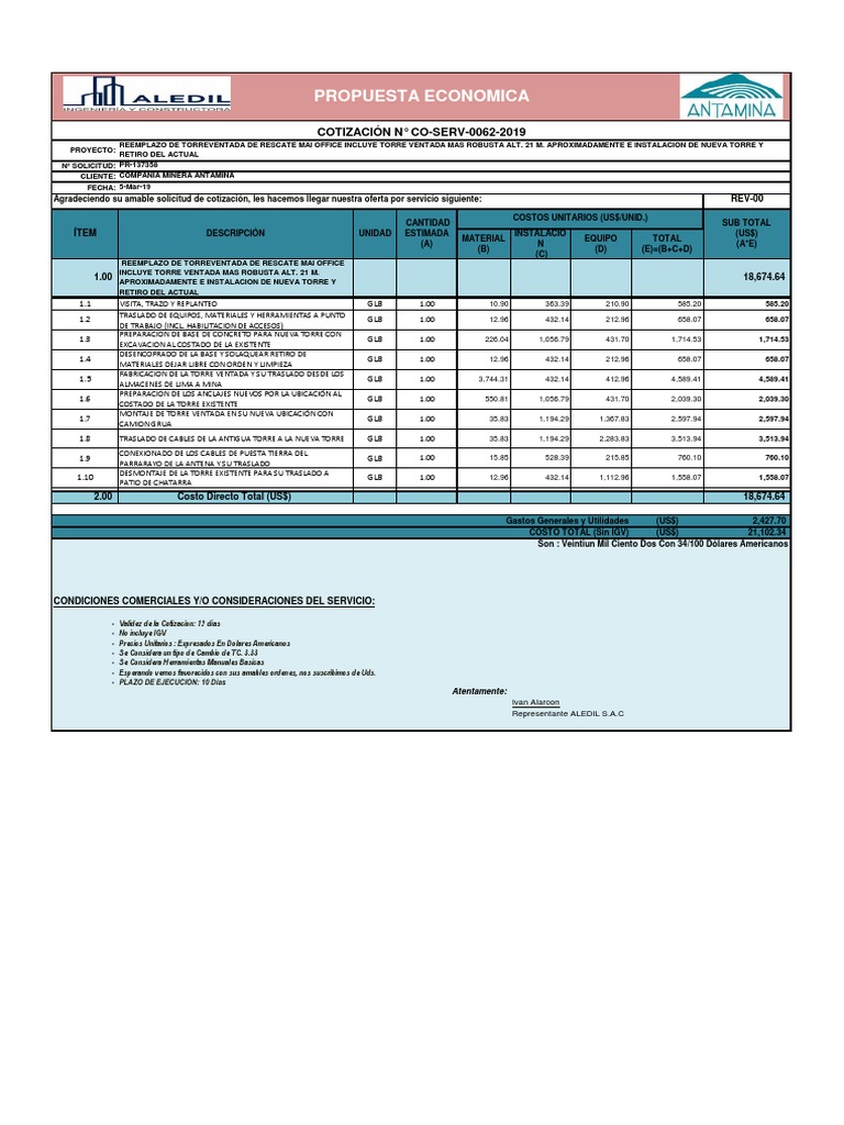 0062 Instalacion de Torre Ventada | PDF