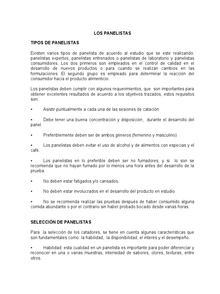 Los Panelistas | PDF | Alimentos