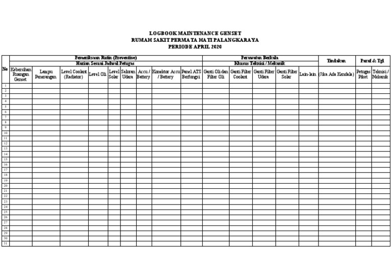 Logbook Genset Pdf