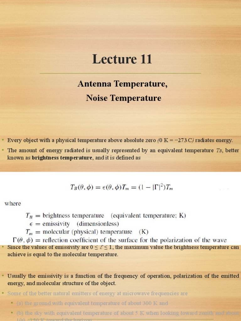 Antenna Temperature, Noise Temperature | PDF