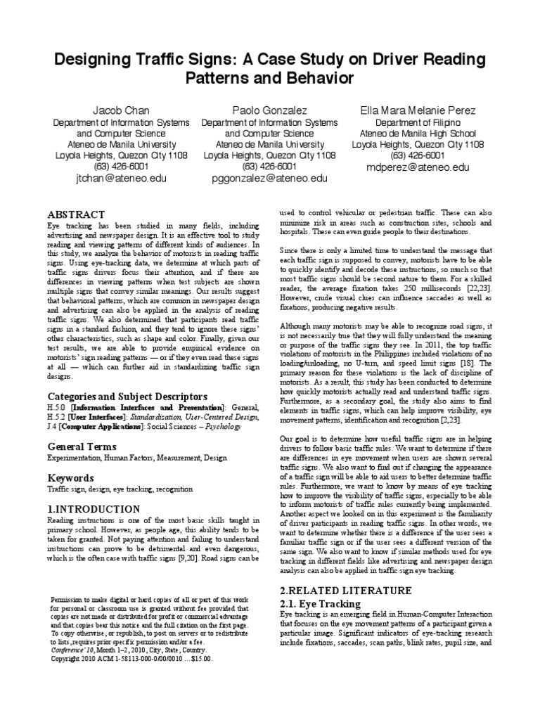Designing Traffic Signs: A Case Study On Driver Reading Patterns and ...