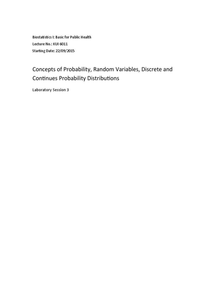 Lab 3 Probability | PDF | Probability Distribution | Sensitivity And Specificity