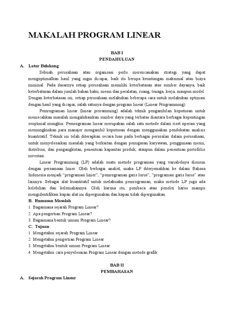 Makalah Program Linear | PDF