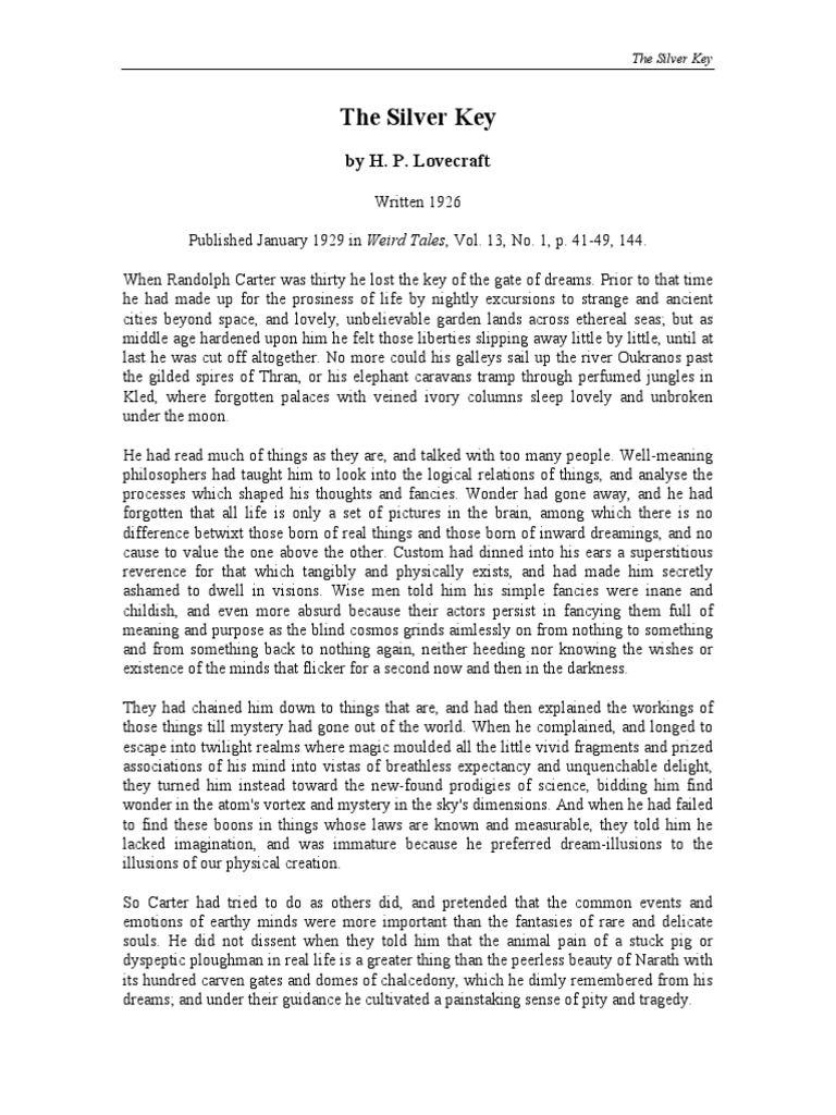 The Silver Key | PDF | Nature