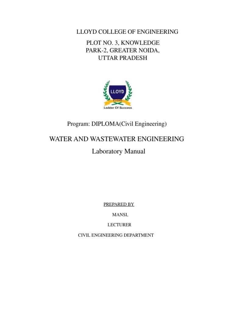 Water and Wastewater Engineering Laboratory | PDF | Ph | Chemistry