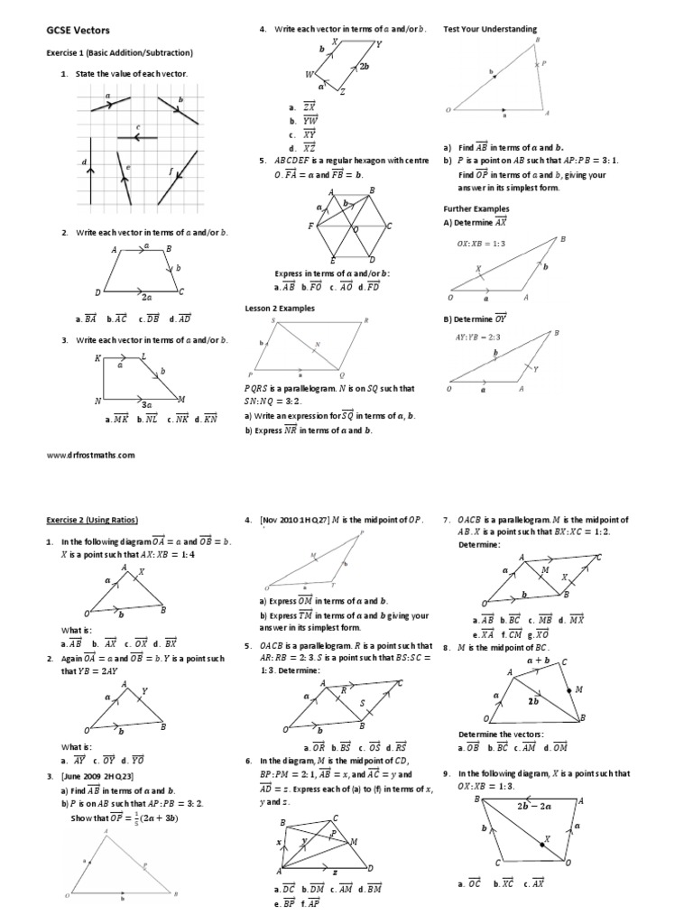 GCSE VectorWorksheet | PDF | Euclidean Vector | Geometry
