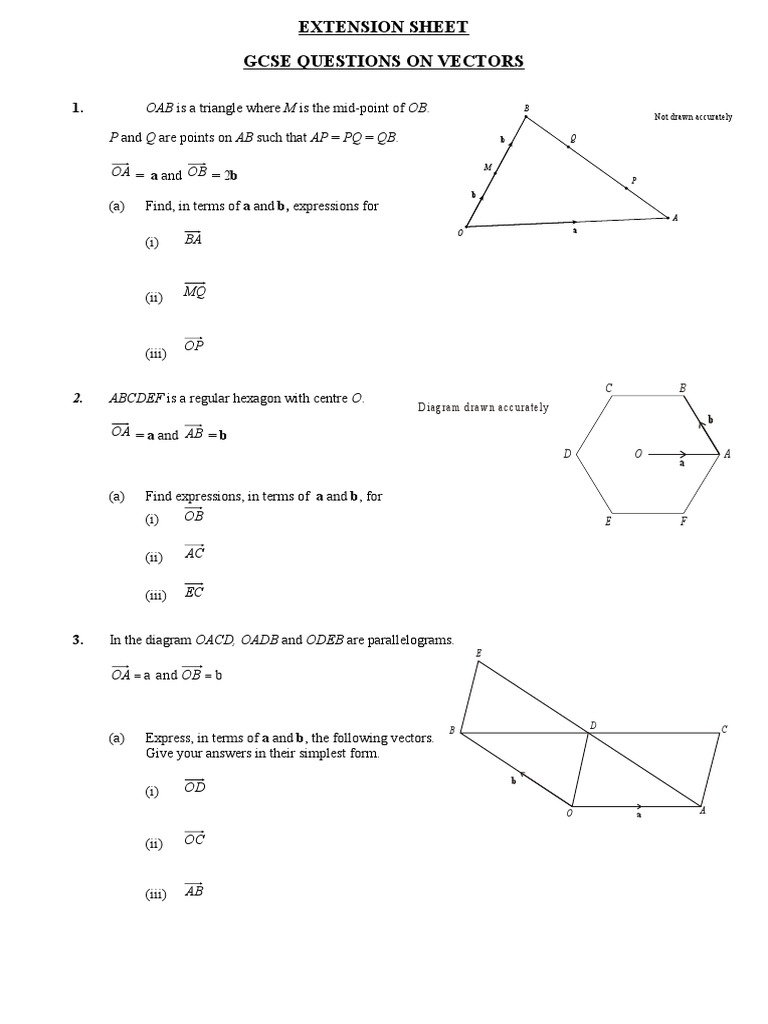 VECTORS GCSE Question - Yr 9 - Extension Sheet | PDF | Elementary ...