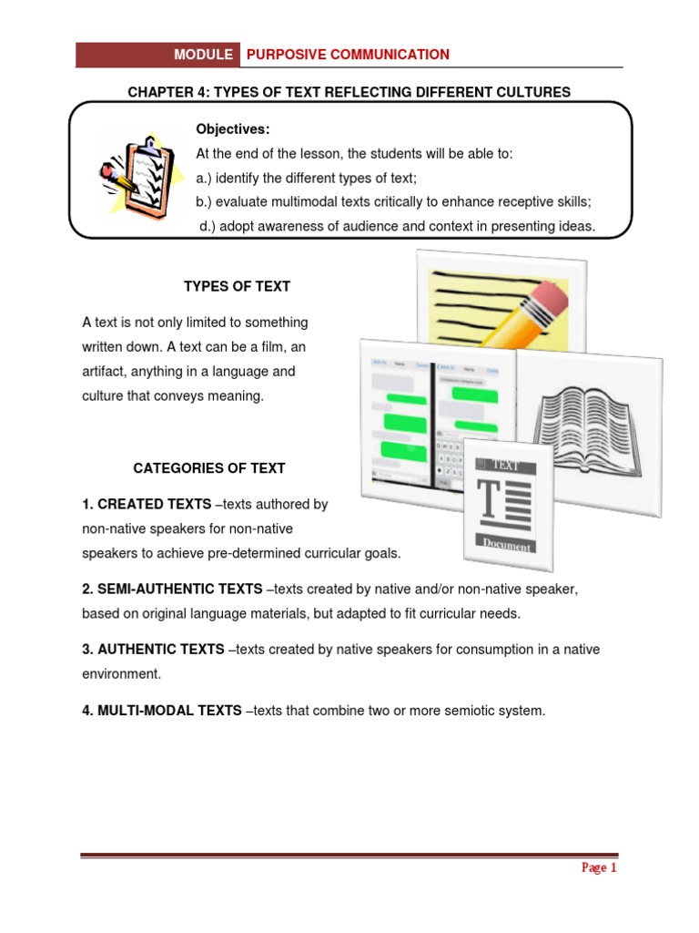 Chapter 4-Types of Text Reflecting Different Cultures | PDF | Target ...