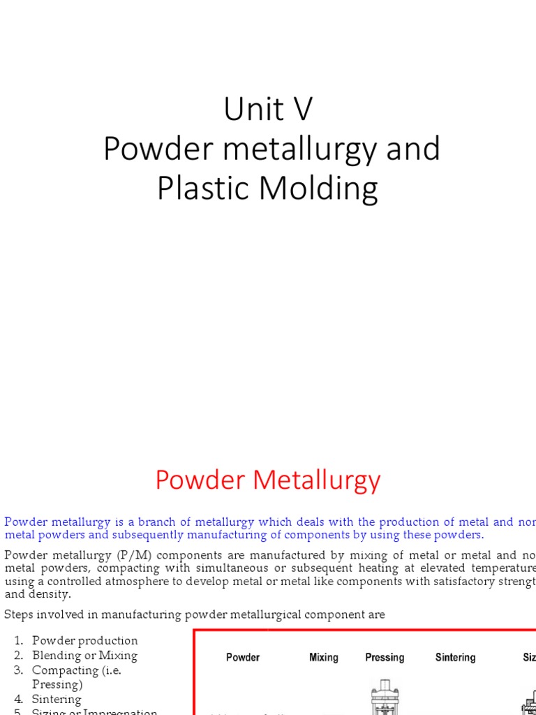 Powder Metallurgy and Plastic Molding Guide | PDF | Sintering | Extrusion