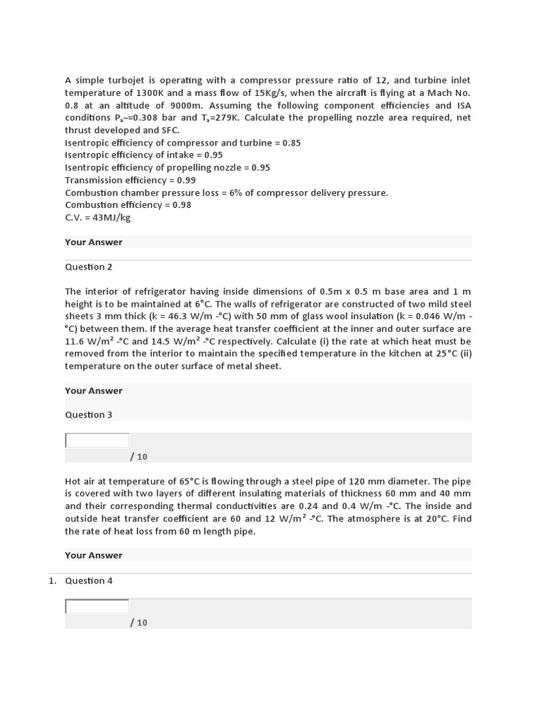 Your Answer | PDF | Jet Engine | Heat Transfer