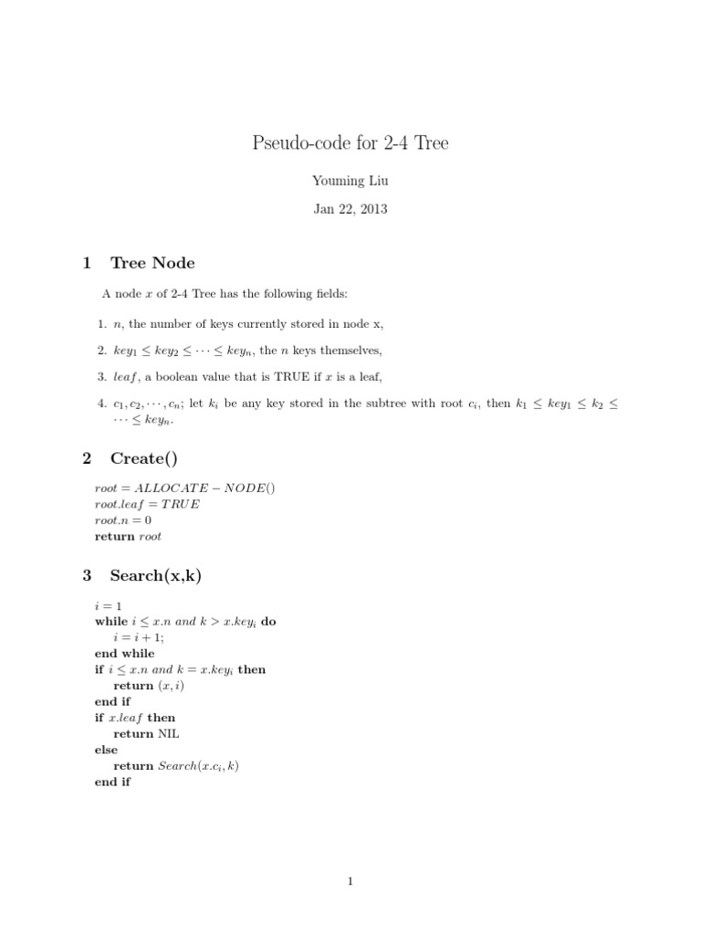 Pseudo-Code For 2-4 Tree | PDF | Information Retrieval | Data Management