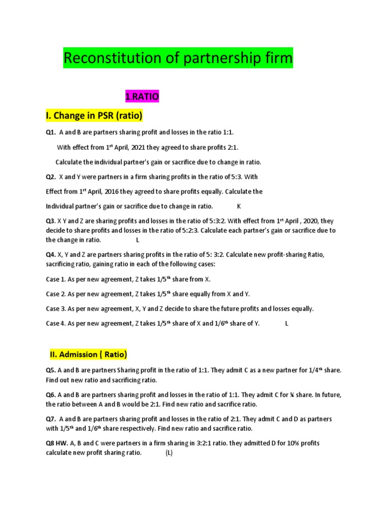 Reconstitution of Partnership Firm | PDF | Goodwill (Accounting ...