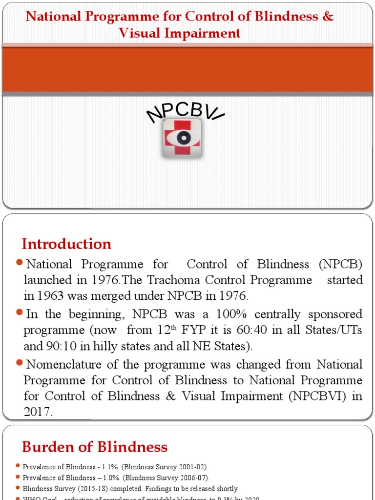 National Programme For Control of Blindness & Visual Impairment | PDF ...
