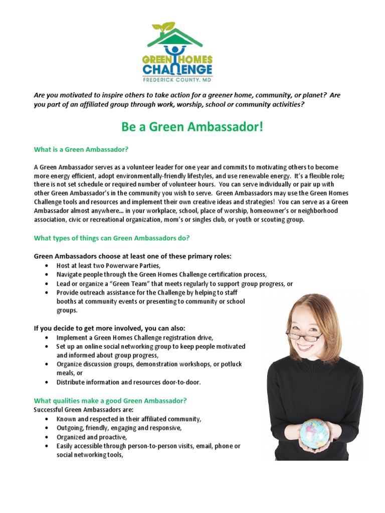 Be A Green Ambassador | PDF | Sustainability | Community