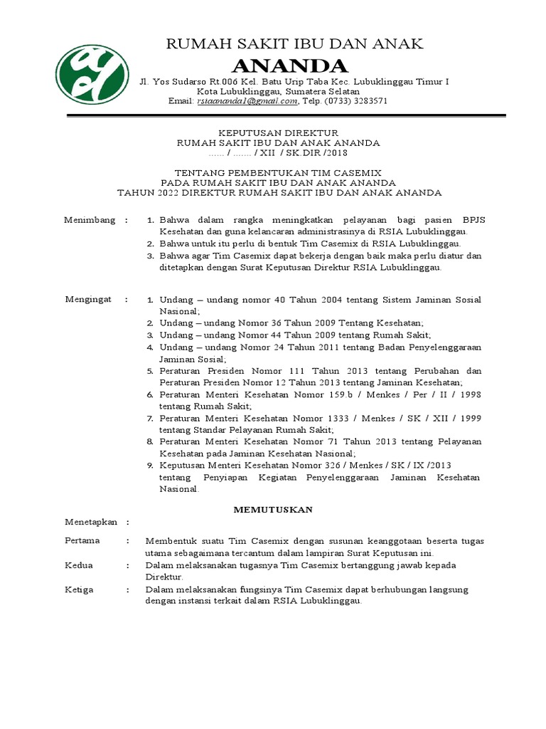 SK Tim Casemix Rsia | PDF