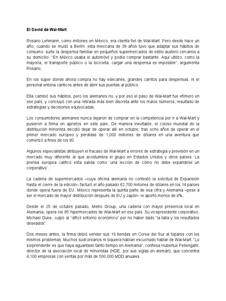 Fracaso de Wal-Mart en Alemania | PDF | Alemania | Política mundial