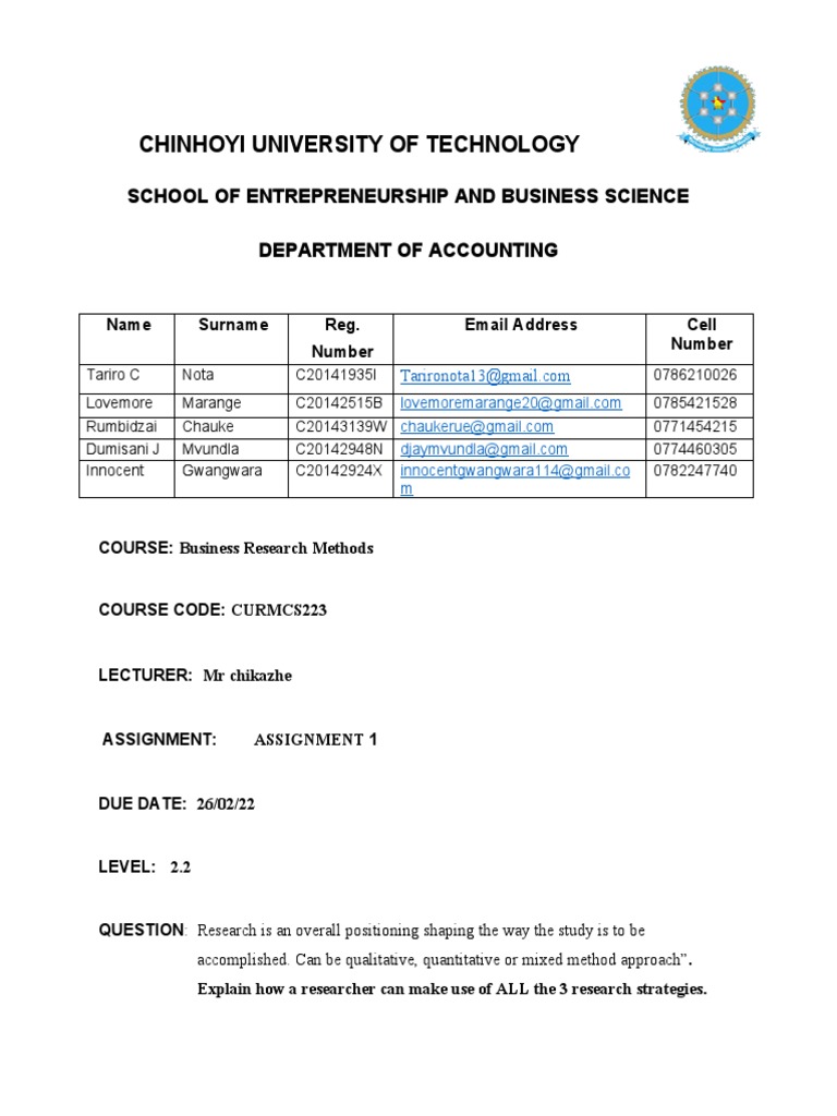 Chinhoyi University of Technology: School of Entrepreneurship and ...