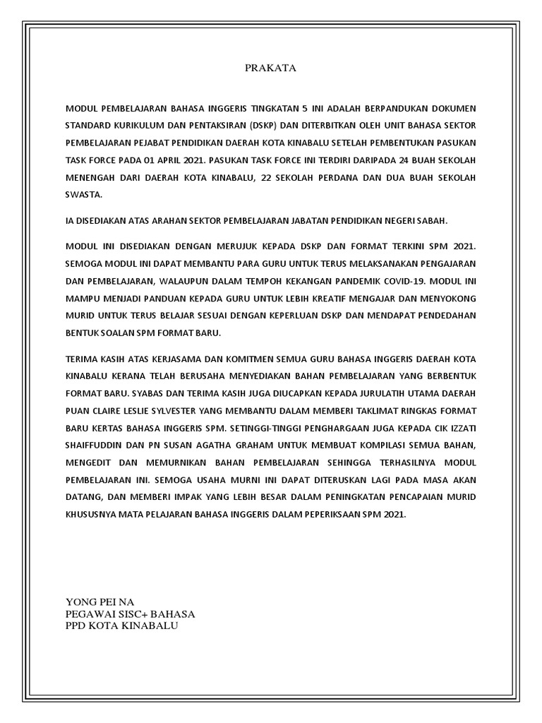 Module English Form 5 2021 | PDF