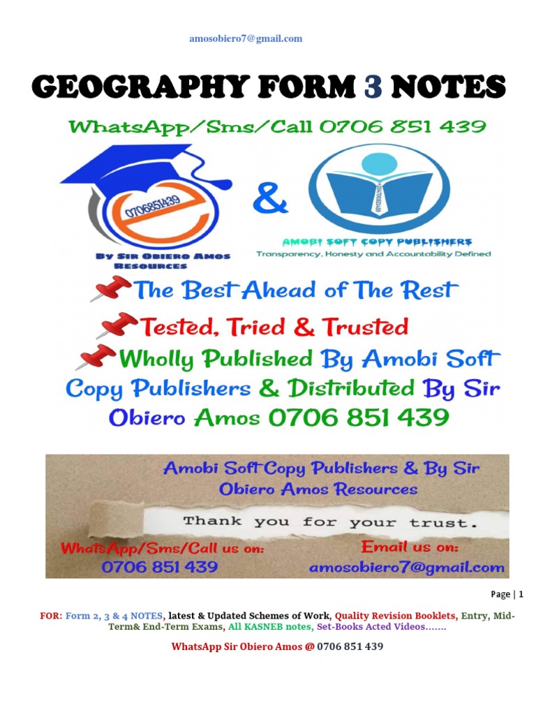 Form Three Geography Notes | PDF | Weathering | River