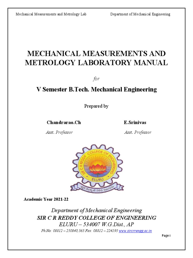 Mechanical Metrology Lab Manual | PDF | Calibration | Metrology