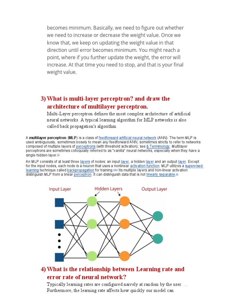 3) What Is Multi-Layer Perceptron? and Draw The Architecture of ...