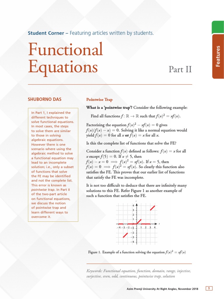 Functional Equations: Student Corner - Featuring Articles Written by ...