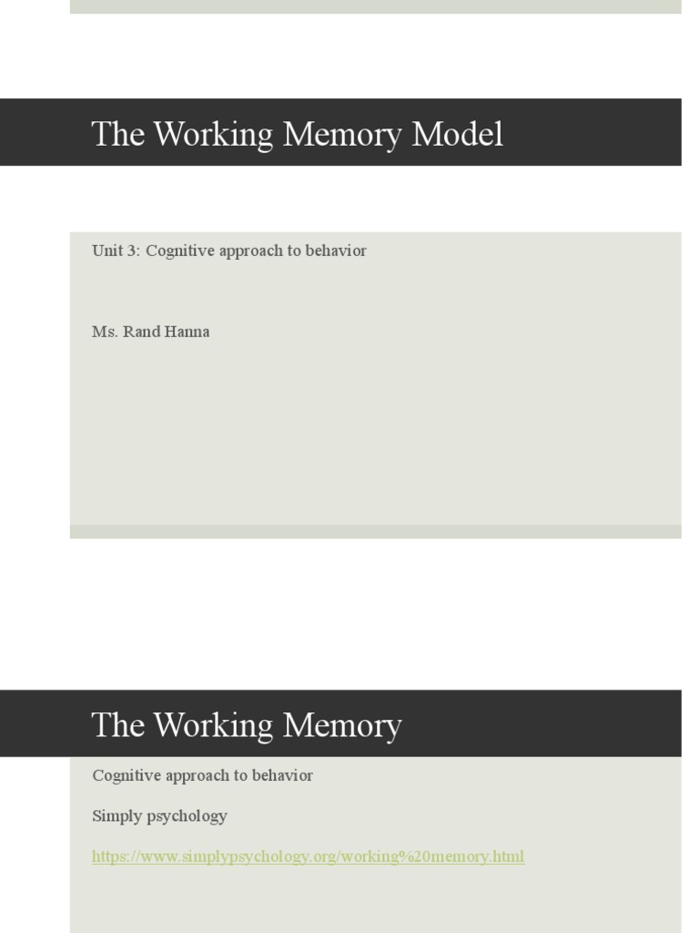 The Working Memory Model | PDF | Working Memory | Memory Processes