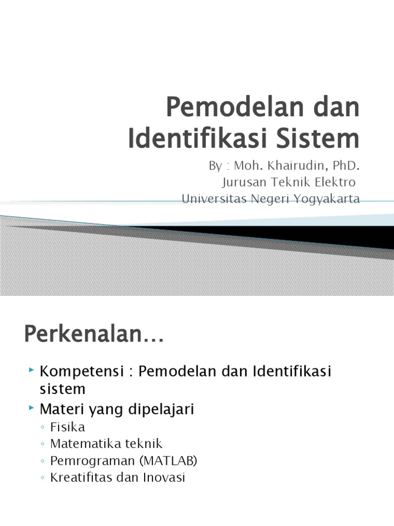 Pemodelan Dan Identifikasi Sistem | PDF