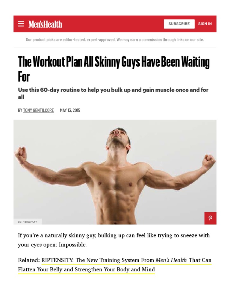 A Big-Muscle Workout Plan For Skinny Guys | PDF | Physical Exercise ...