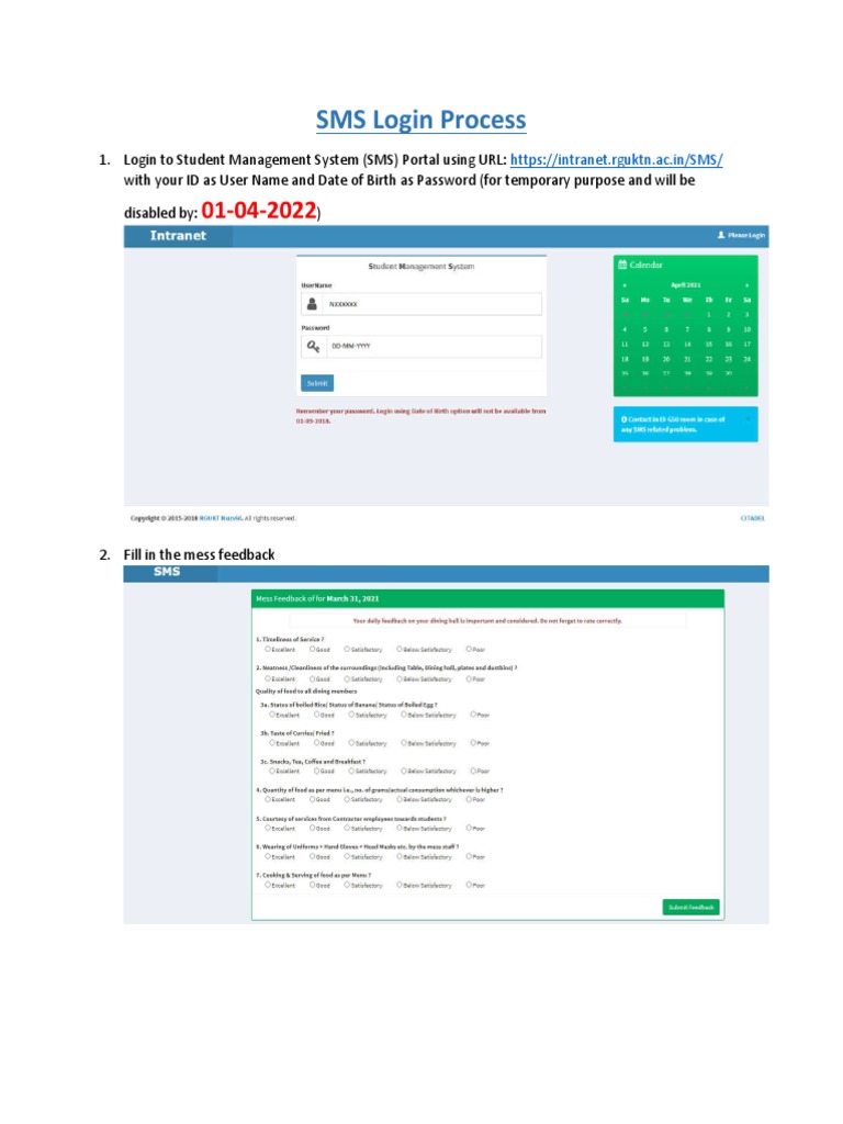 SMS Login Process | PDF