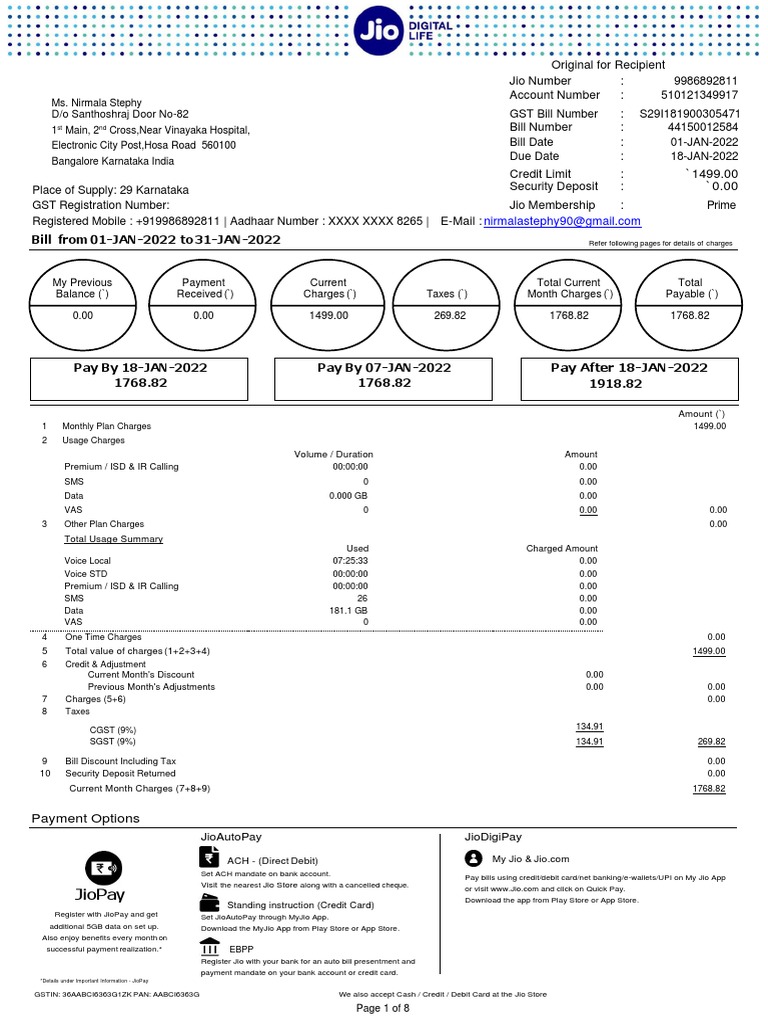 Jio Billpdf Pages Deleted | PDF | Payments | Credit Card