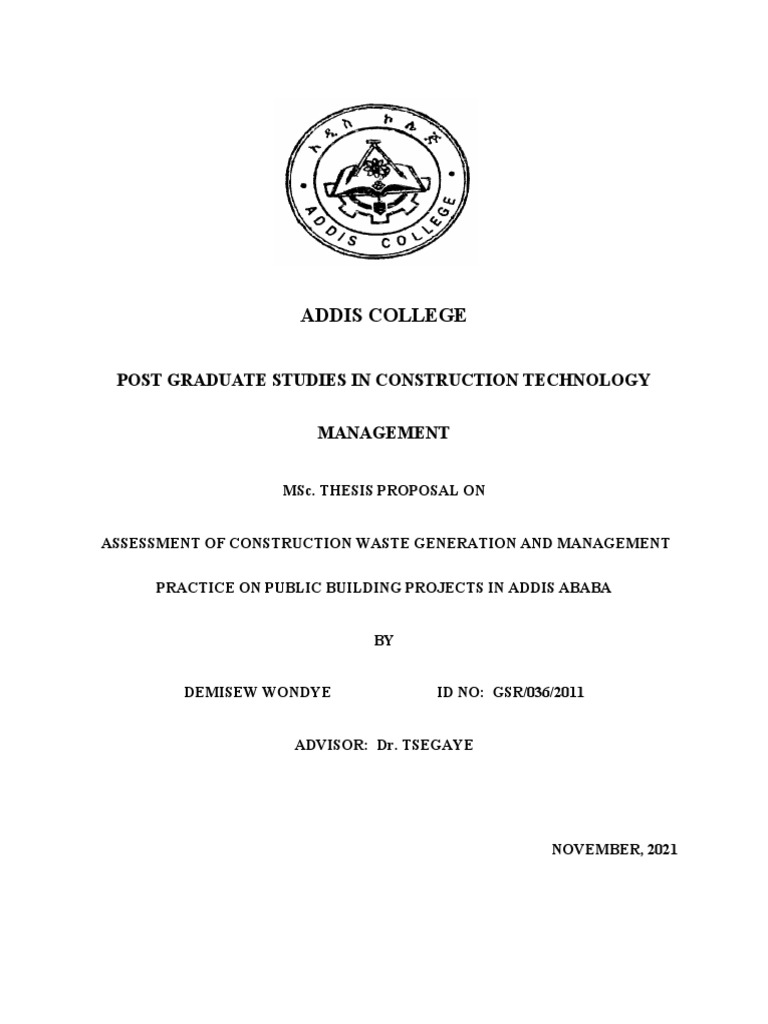 Demisew's Thesis Proposal D | PDF | Waste | Waste Management