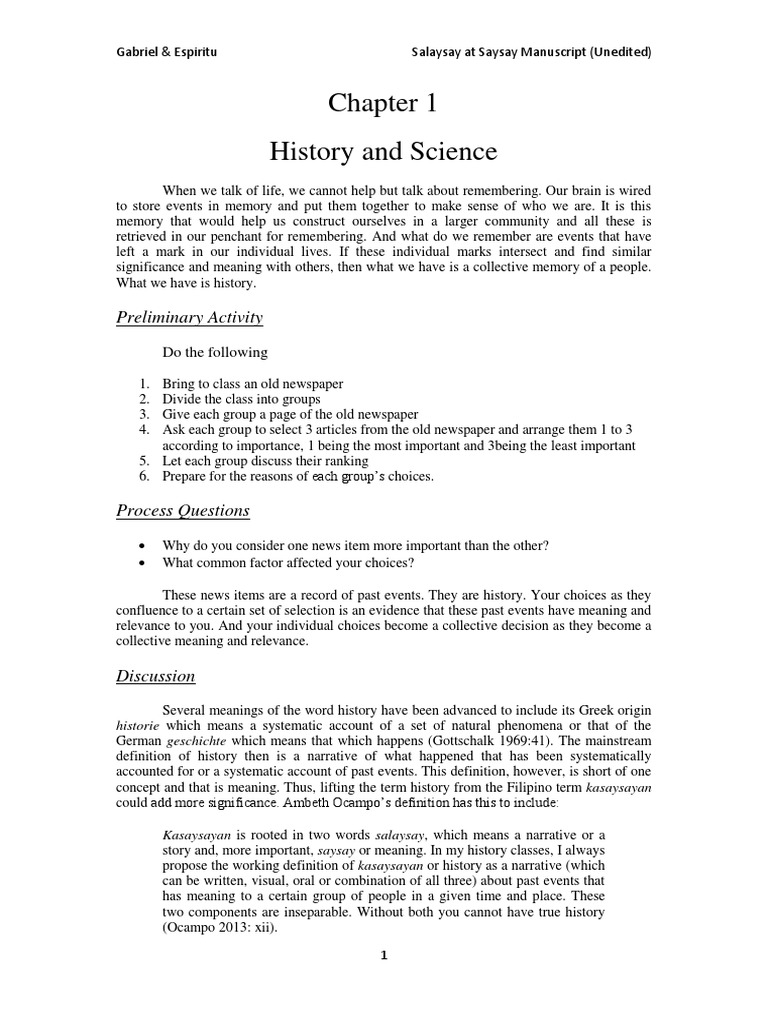 Chapter 1 History and Science Canvas | PDF | Primary Sources | Experience