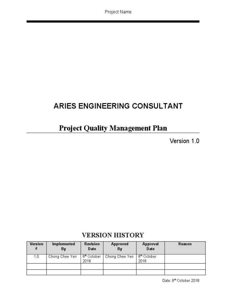 Aries Engineering Consultant Project Quality Management Plan | Download ...