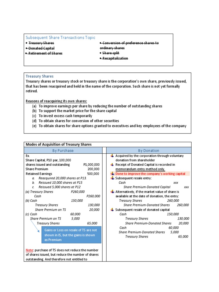 Handout - 02 - Subsequent Transactions | Download Free PDF | Treasury ...