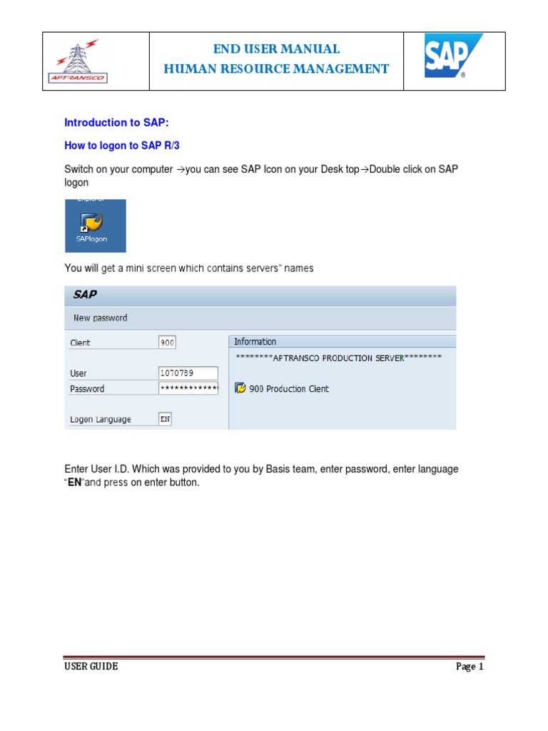 End User Manual Human Resource Management: Introduction To SAP | PDF ...