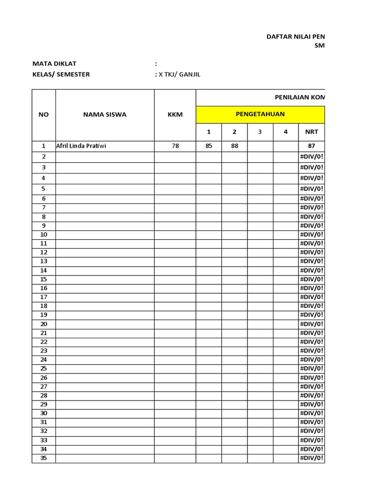 (Contoh) Format Penilaian PTS | PDF