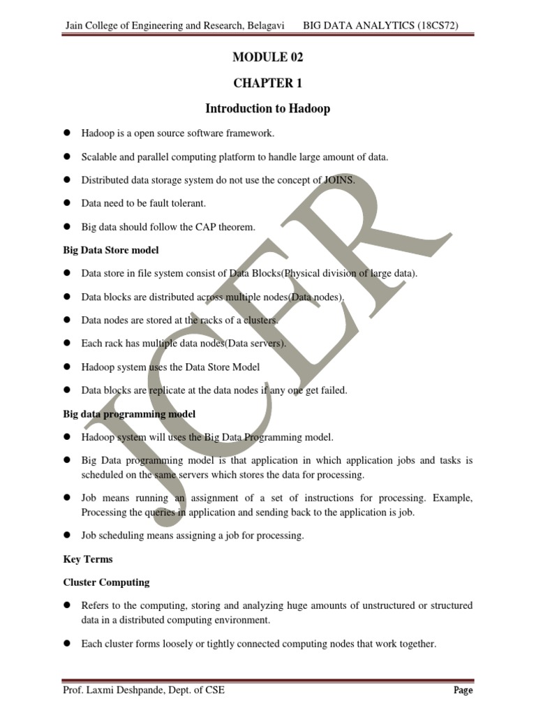 Bda Module 2 Chapter 1 Pdf Apache Hadoop Computer Cluster