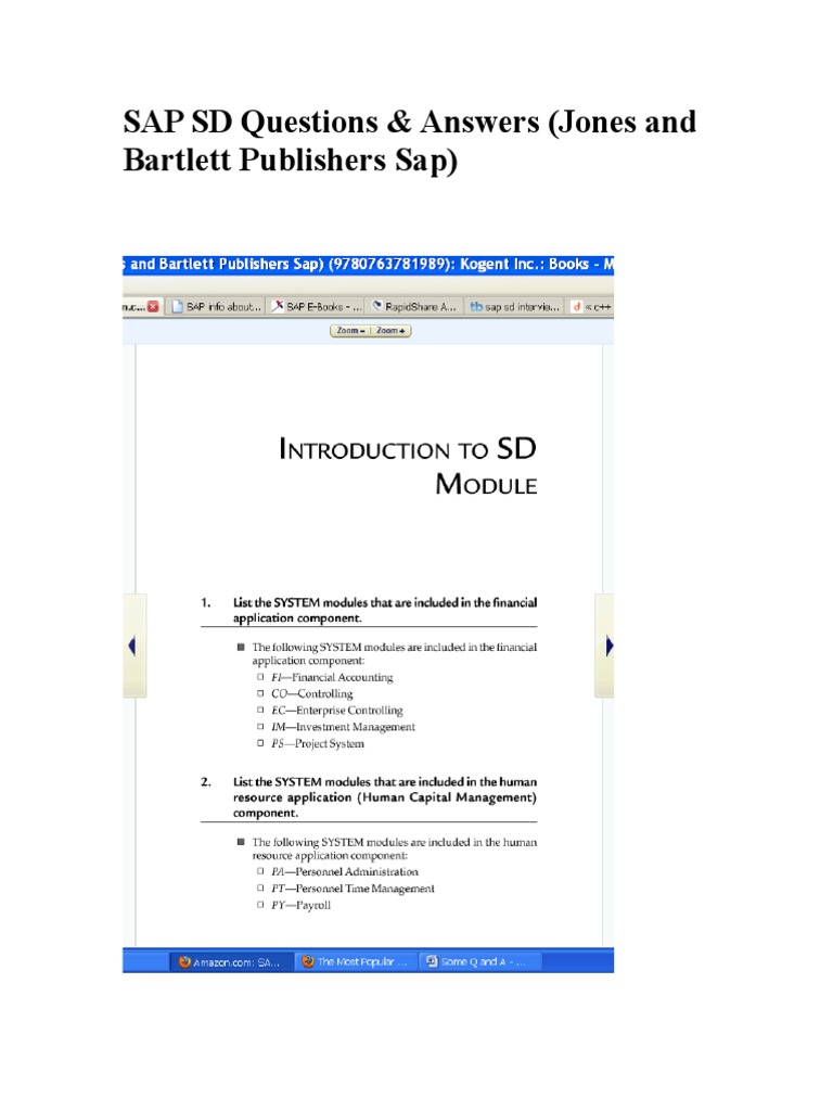 SAP SD Questions & Answers (Jones and Bartlett Publishers Sap) | PDF