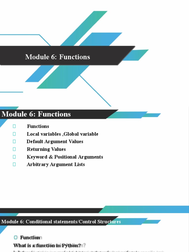Module 6 Functions Pdf Parameter Computer Programming Subroutine