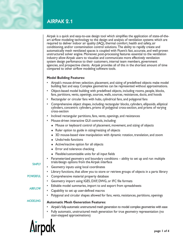 Airpak 2.1: Model Building Features | PDF | Heat Transfer | Fluid Dynamics