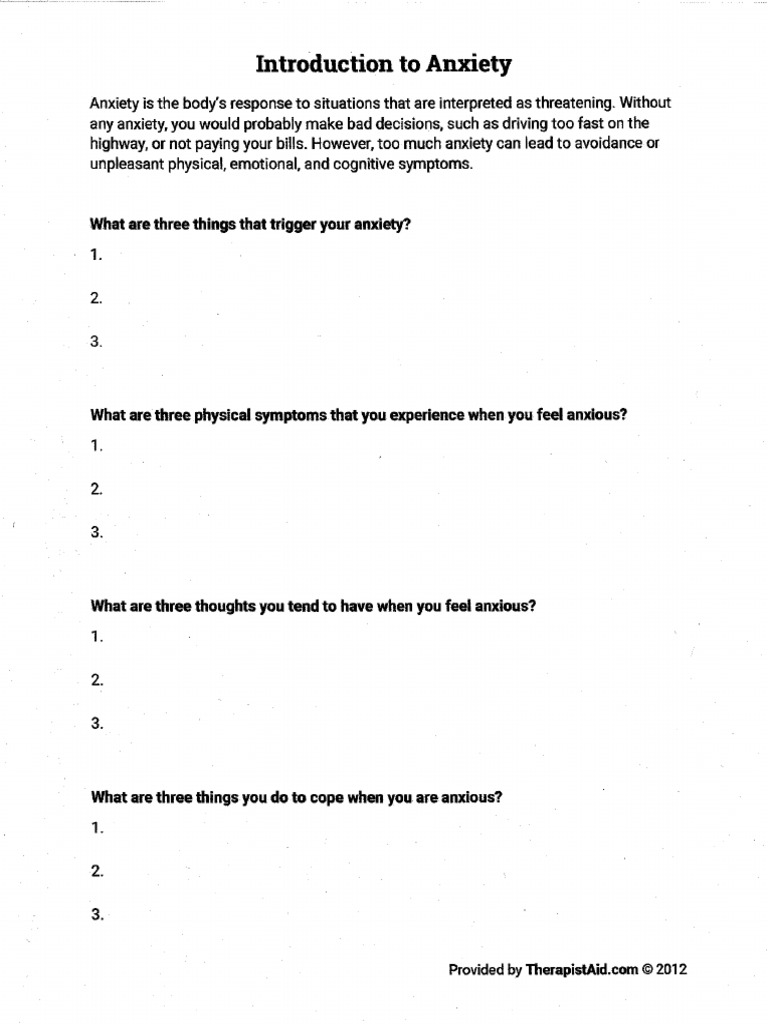 Challenging Anxious Thoughts Worksheets | PDF