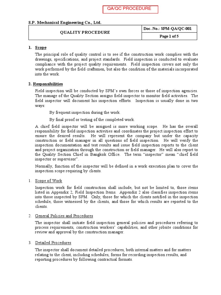 Quality Control Procedures for Construction | PDF | Welding | Construction