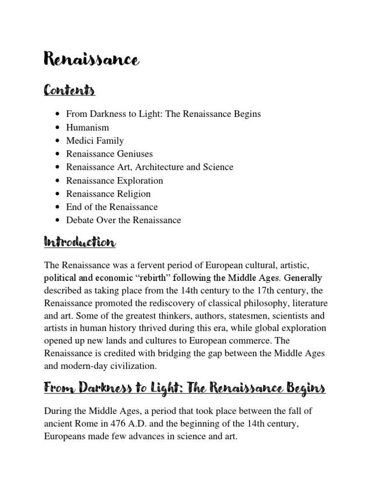 Renaissance Notes | PDF | Renaissance | Michelangelo