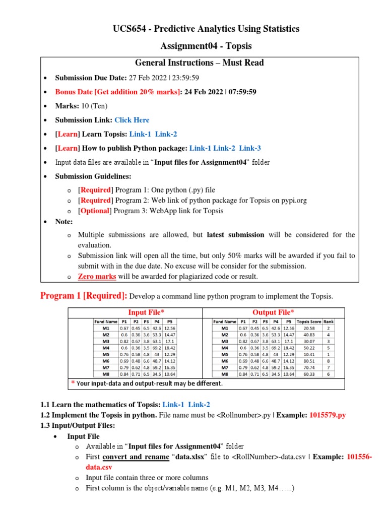 UCS654 Predictive Analytics Topsis Assignment | PDF | Comma Separated Values | Python ...