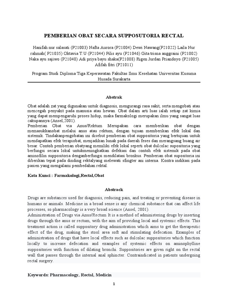 Pemberian Obat Secara Supposutoria Rectal | PDF
